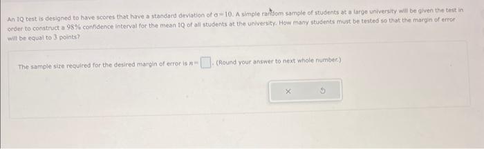 Solved An 1Q test is designed to have scores that have a | Chegg.com