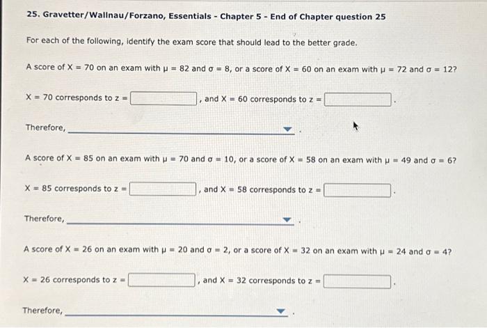 For each of the following, identify the exam score | Chegg.com
