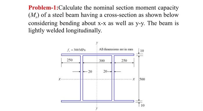 Solved Problem-1:Calculate the nominal section moment | Chegg.com