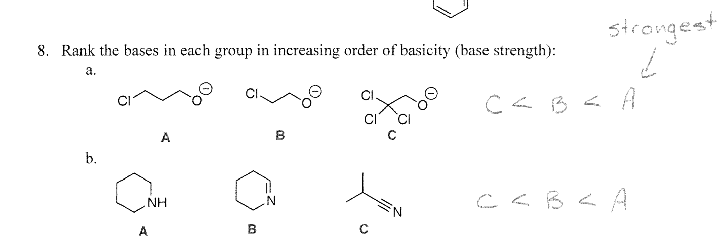 Rank the bases in each group in increasing order of | Chegg.com