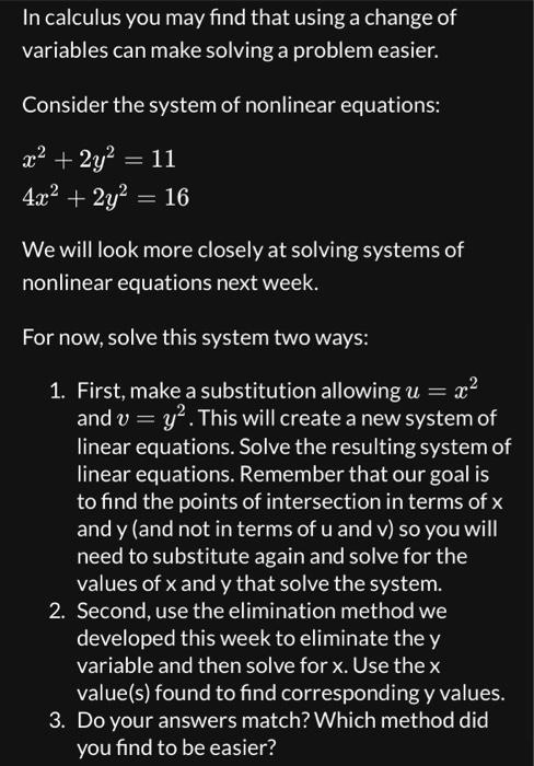 Solved In calculus you may find that using a change of | Chegg.com