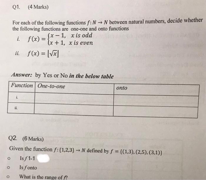 Solved For each of the following functions f:N→N between | Chegg.com