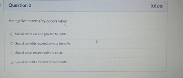 Solved Question 20.8 ﻿ptsA negative externality occurs | Chegg.com