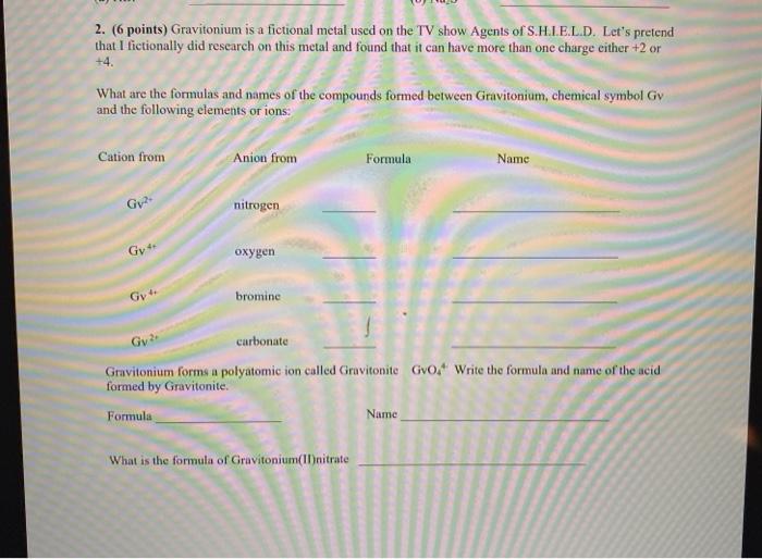 Solved 2. (6 points) Gravitonium is a fictional metal used | Chegg.com
