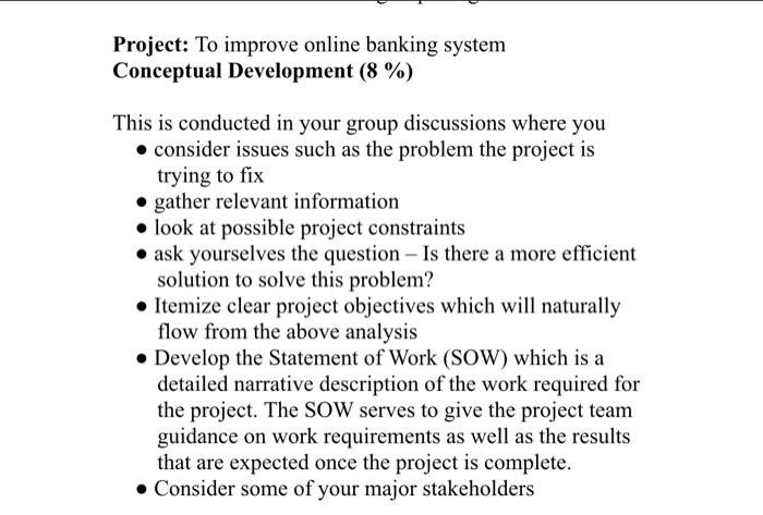 Solved Project: To improve online banking system Conceptual | Chegg.com