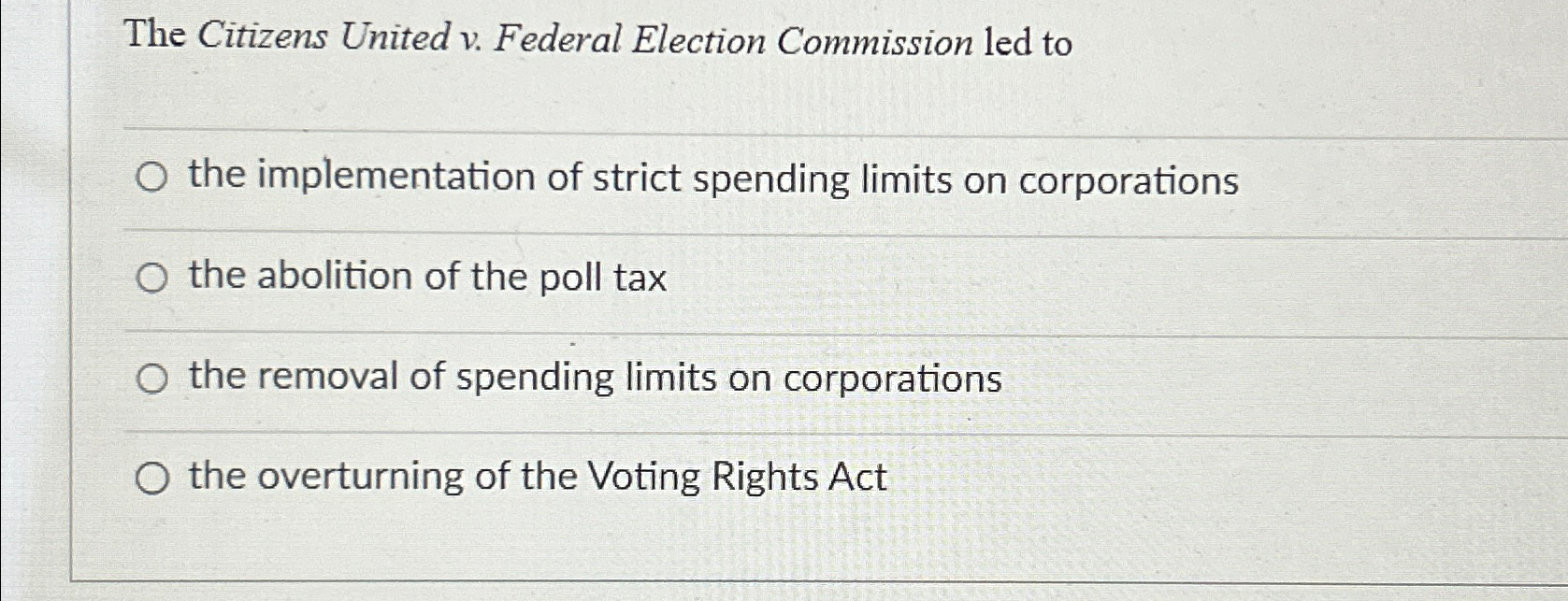 The Citizens United v. ﻿Federal Election Commission | Chegg.com