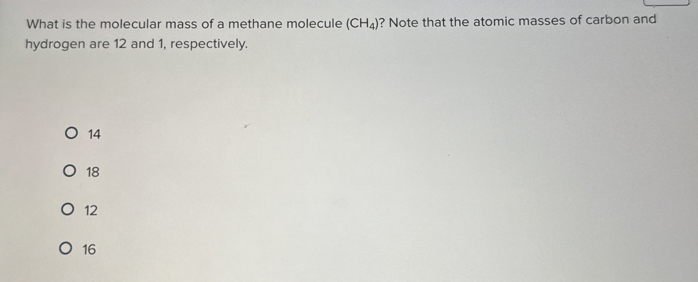 Solved What is the molecular mass of a methane molecule | Chegg.com