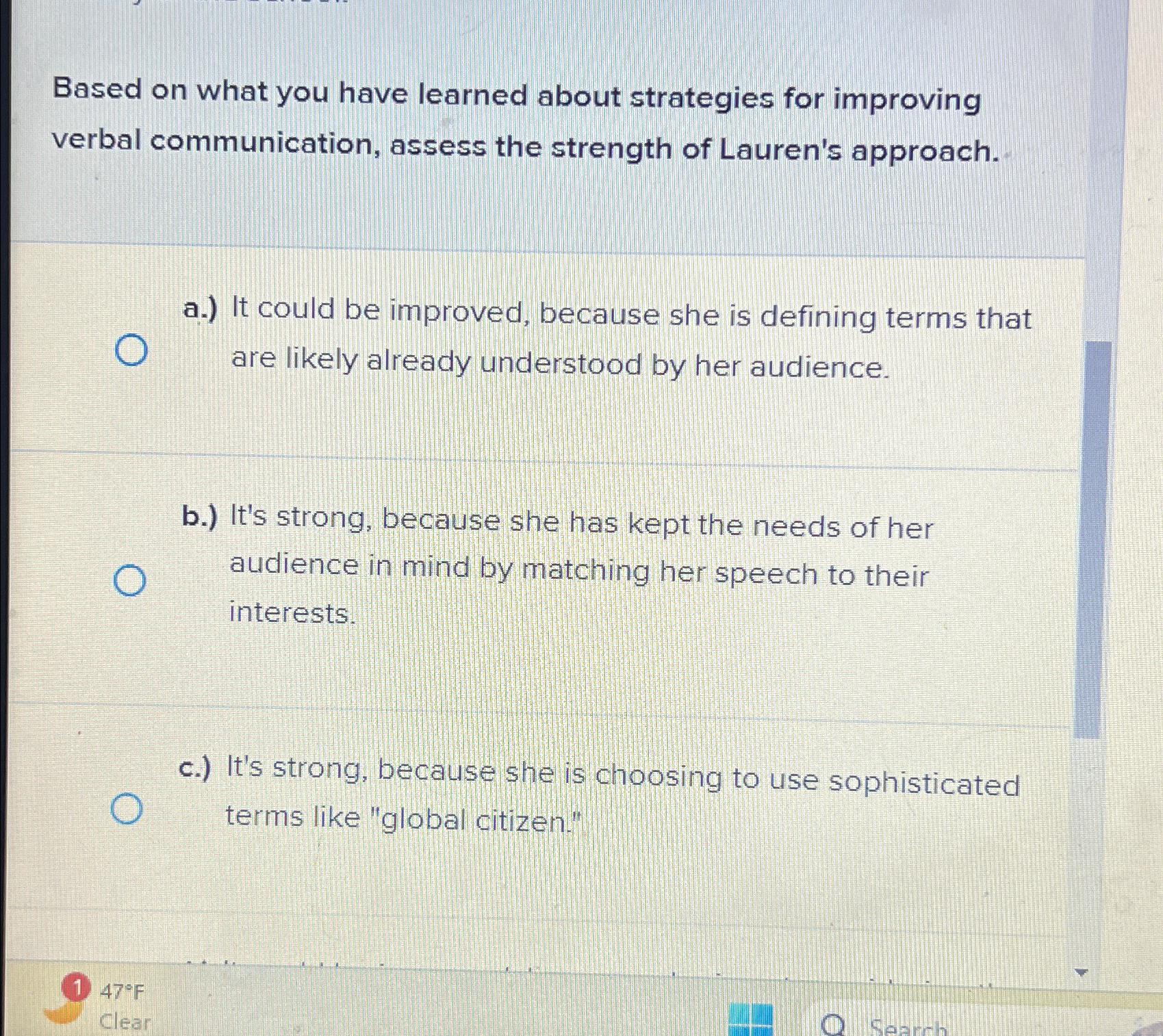 Solved Based on what you have learned about strategies for | Chegg.com