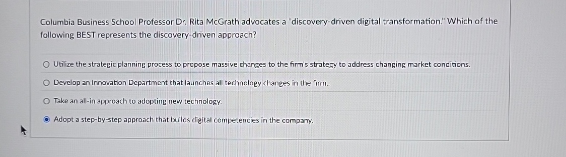 Solved Columbia Business School Professor Dr. ﻿Rita McGrath | Chegg.com