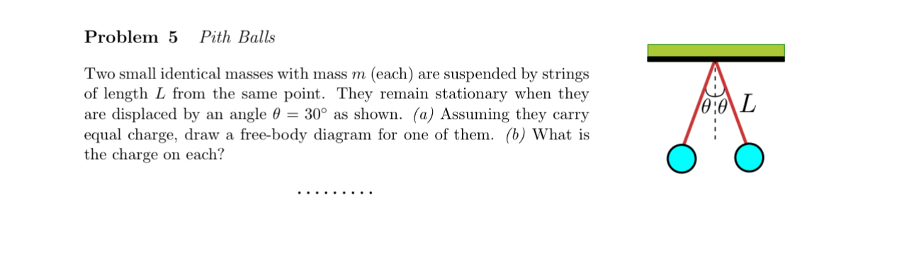 Solved Problem 5 ﻿Pith BallsTwo small identical masses with | Chegg.com
