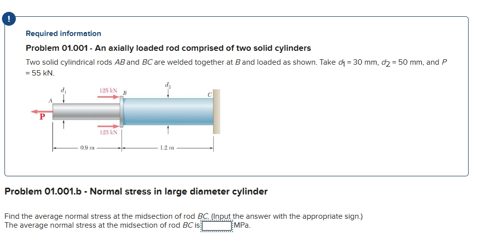 Solved ! Required information Problem 01.001 - An axially | Chegg.com