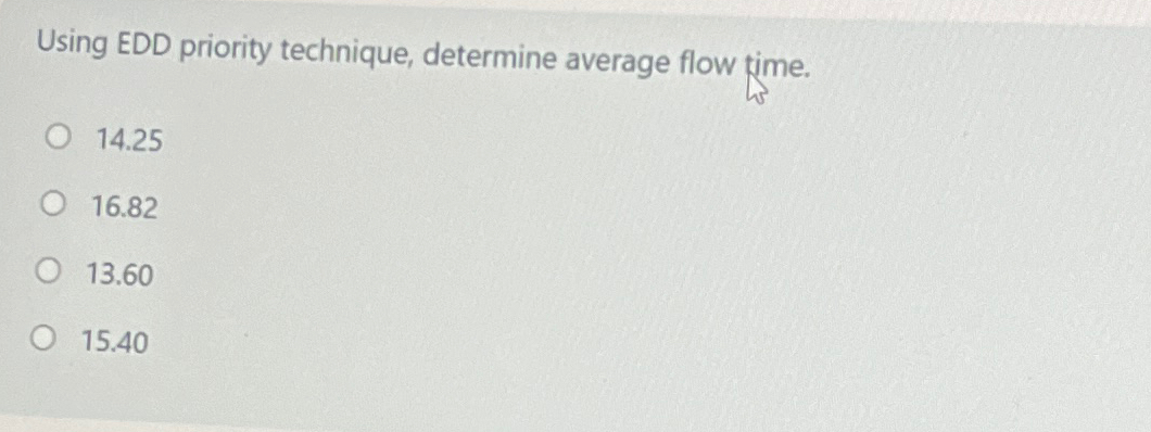 Solved Using EDD priority technique, determine average flow | Chegg.com