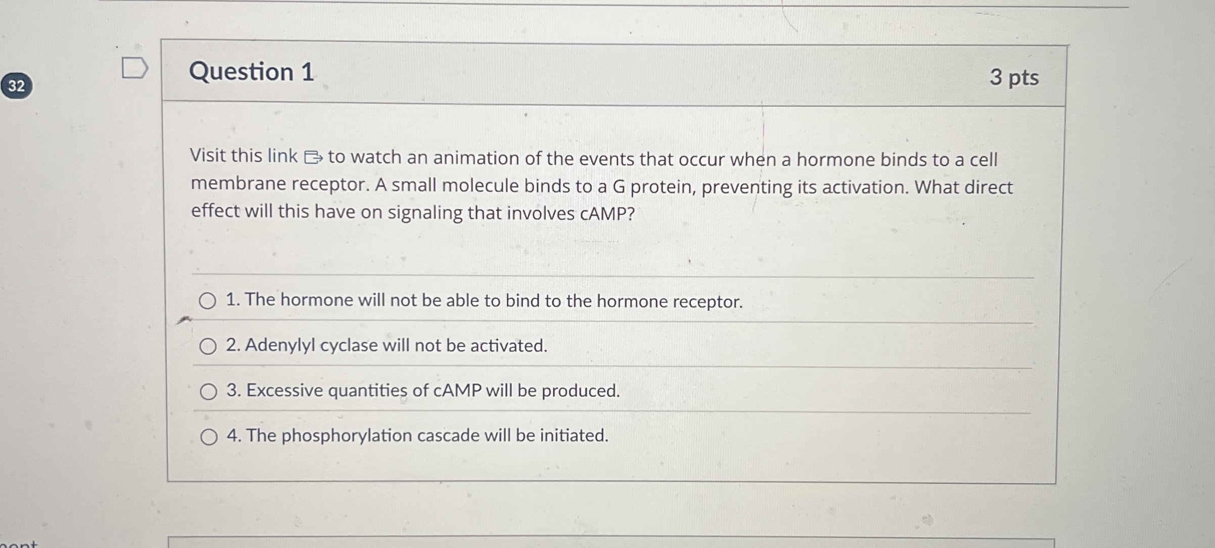 Solved 32Question 13 ﻿ptsmembrane receptor. A small molecule | Chegg.com