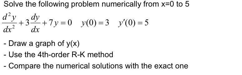 Solved Solve the following problem numerically from x=0 ﻿to | Chegg.com
