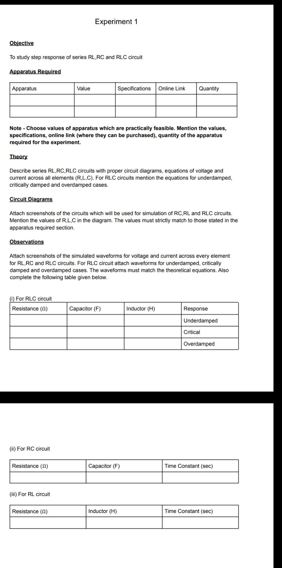 Solved Objective To study step response of series RL,RC and | Chegg.com