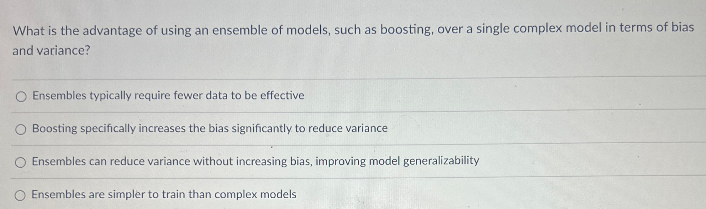 Solved What is the advantage of using an ensemble of models, | Chegg.com