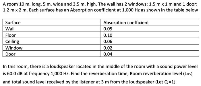 Solved A room 10 m. long, 5 m. wide and 3.5 m. high. The | Chegg.com