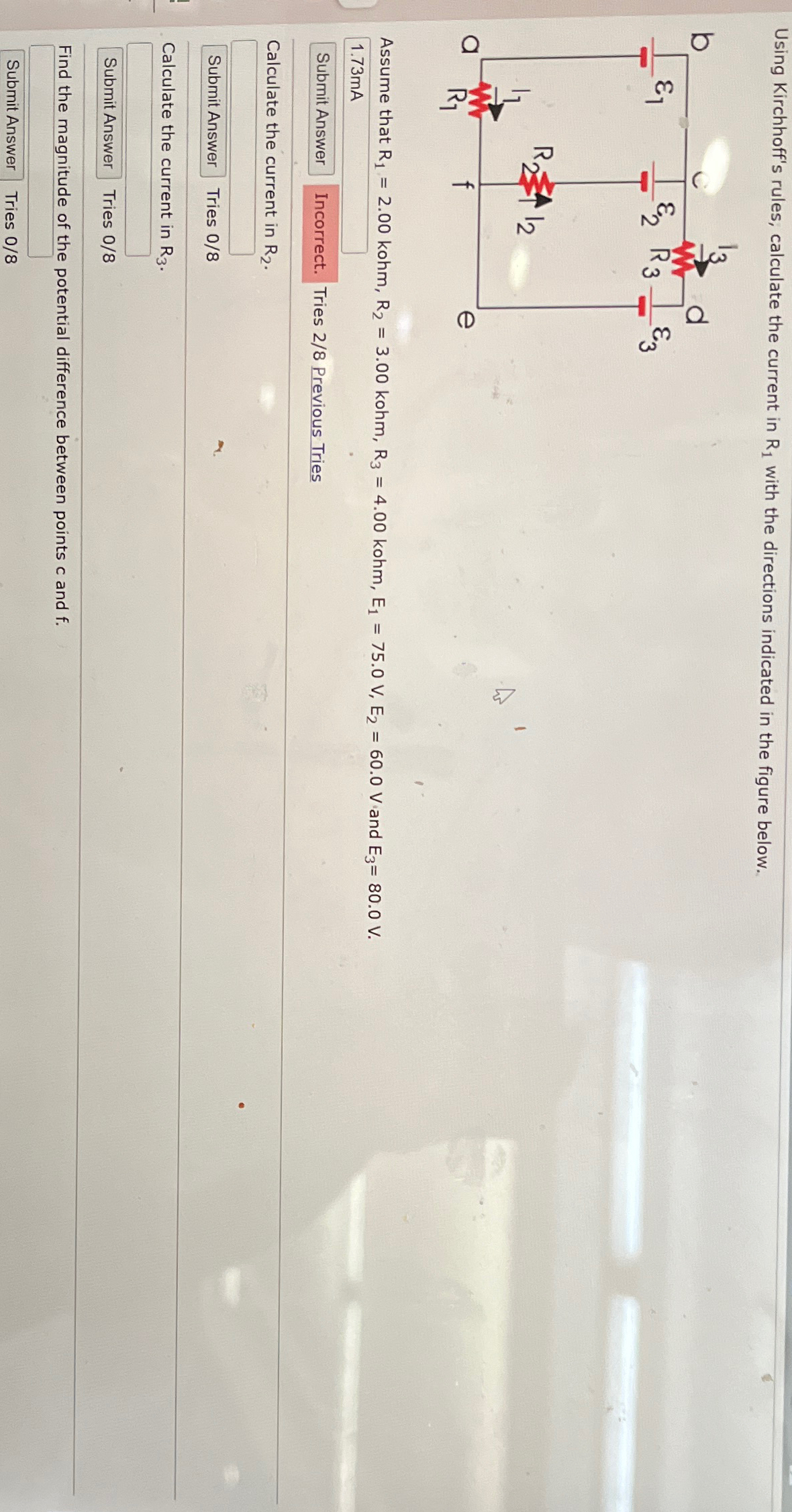 Solved Using Kirchhoff's rules, calculate the current in R1 | Chegg.com