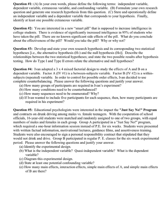 Solved Question #1: (A) In your own words, please define the | Chegg.com