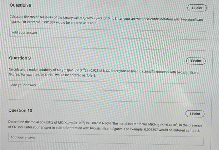 Solved Calculate the molar solubility of the binary salt | Chegg.com