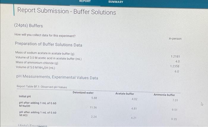Solved Report Summary Report Submission Buffer Solutions 