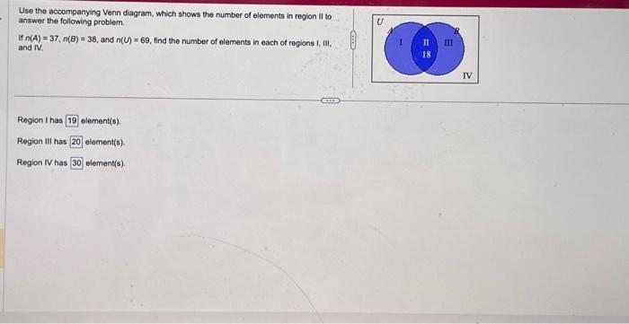 Solved Use the accompanying Venn diagram, which shows the | Chegg.com