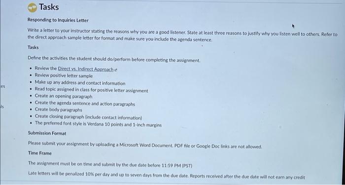 Solved Direct Approach Positive Letter Assignment and Steps | Chegg.com