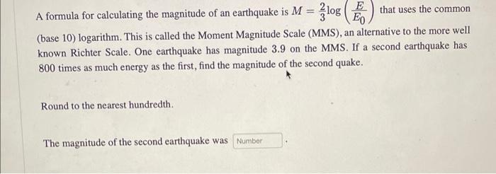 Solved A formula for calculating the magnitude of an | Chegg.com