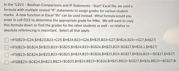 Solved In the "L2V1 - Boolean Comparisons and IF Statements | Chegg.com