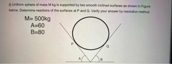Solved A Uniform sphere of mass M kg is supported by two | Chegg.com