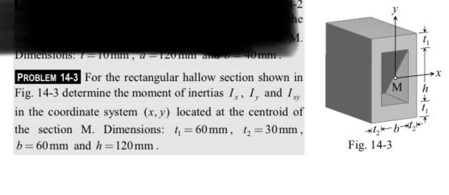 Solved PROBLEM 14-3 For the rectangular hallow section shown | Chegg.com