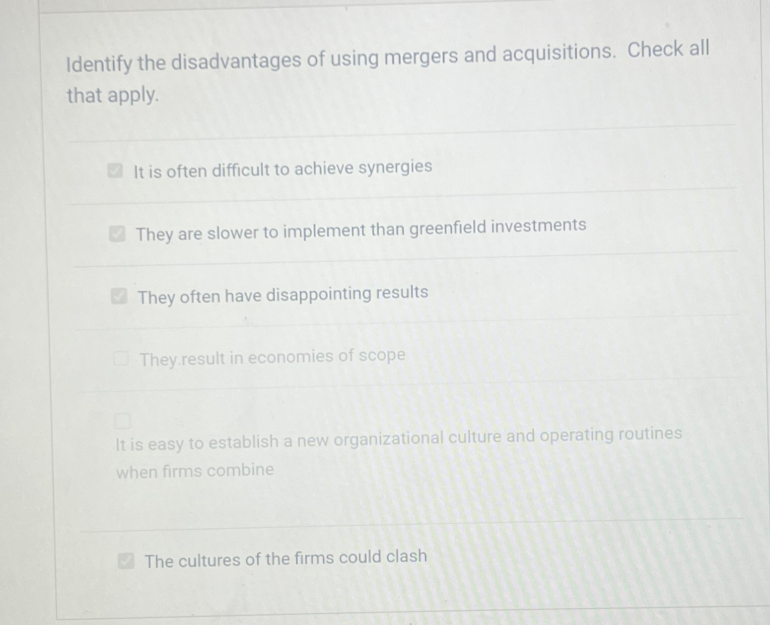 Solved Identify the disadvantages of using mergers and | Chegg.com