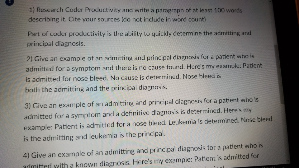 Solved 1) Research Coder Productivity and write a paragraph | Chegg.com