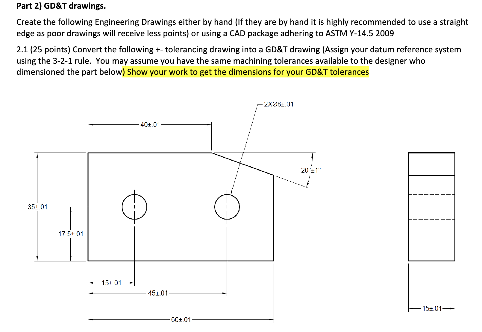 GD&T drawings. Create the following Engineering | Chegg.com