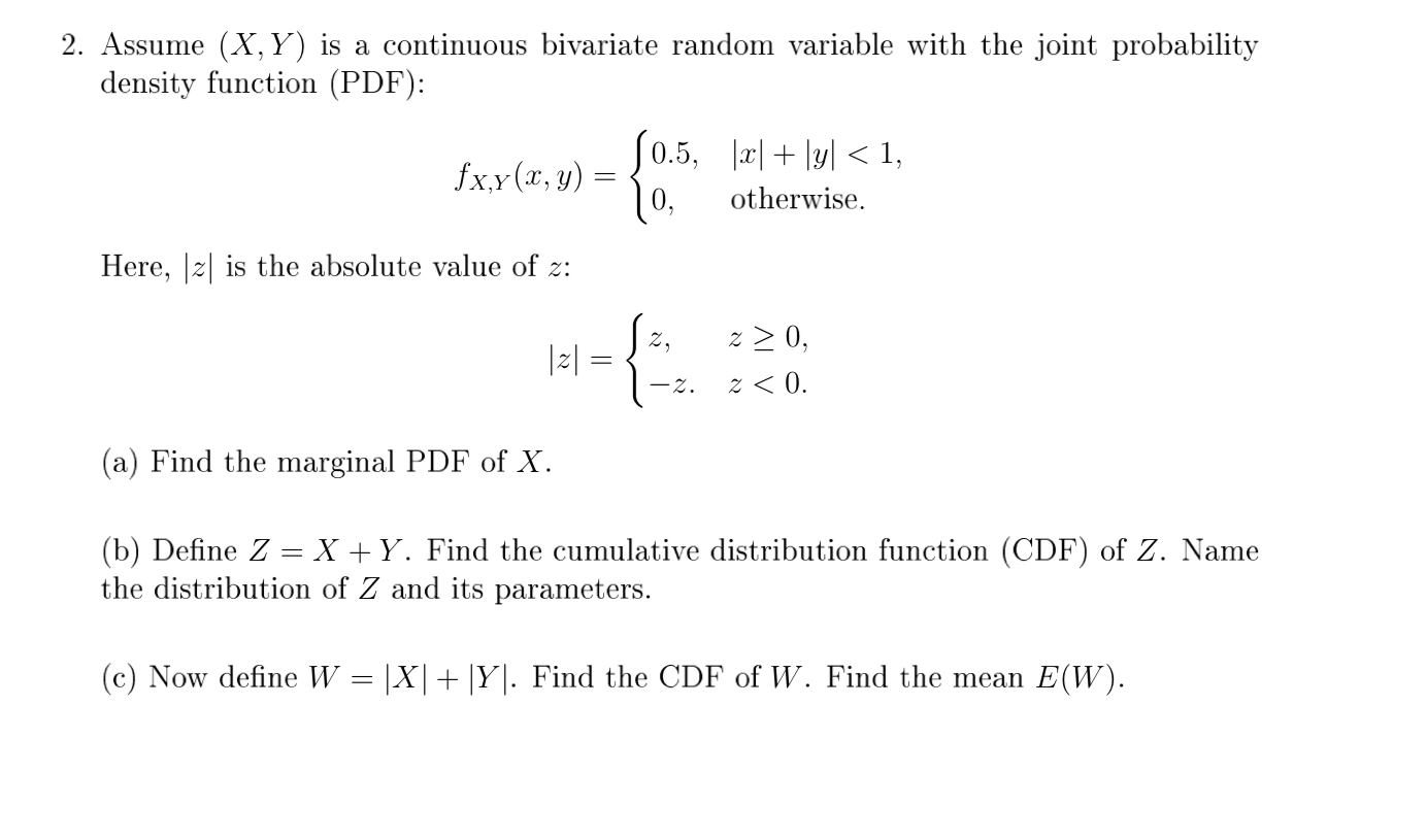 Solved Assume (x,Y) ﻿is a continuous bivariate random | Chegg.com