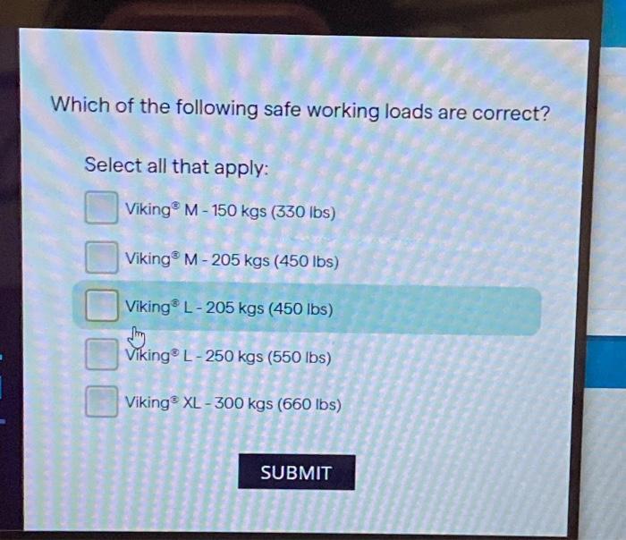 Solved Which of the following safe working loads are | Chegg.com