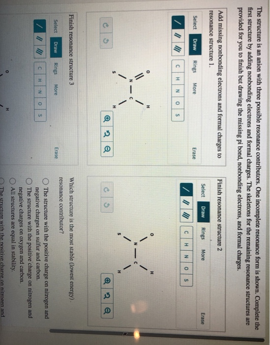 Solved The structure is an anion with three possible | Chegg.com