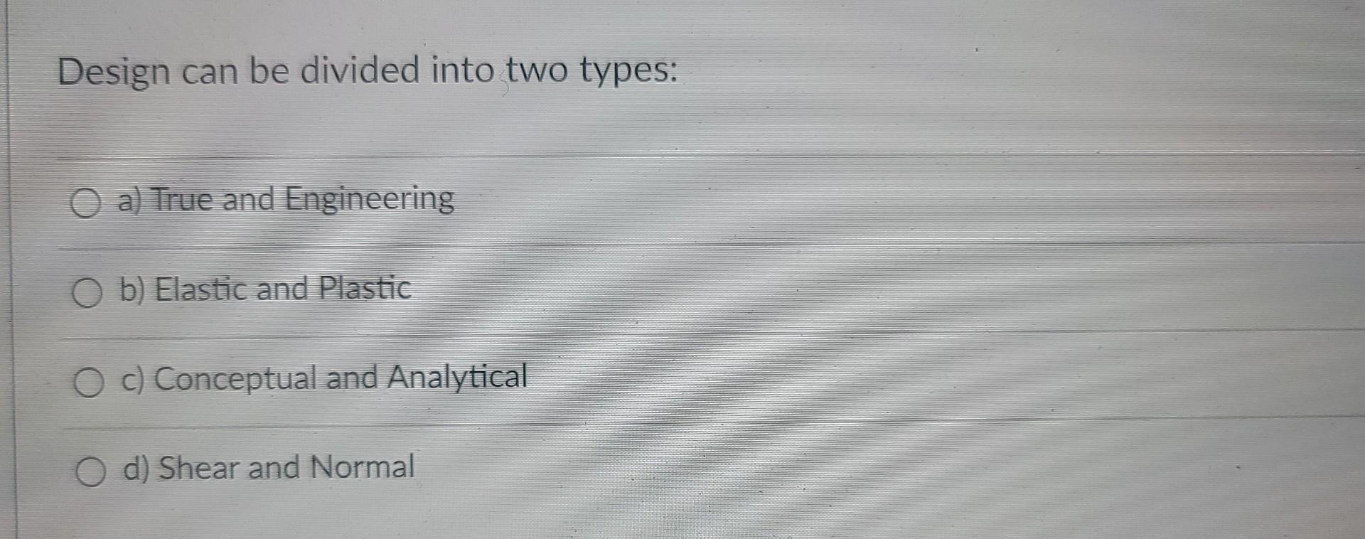 Solved Design can be divided into two types: a) True and | Chegg.com