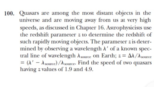 Solved Quasars are among the most distant objects in the | Chegg.com
