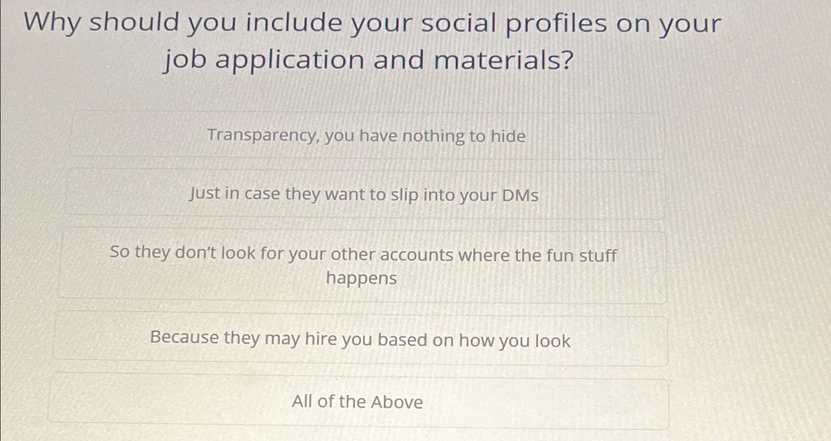 Solved Why should you include your social profiles on your | Chegg.com