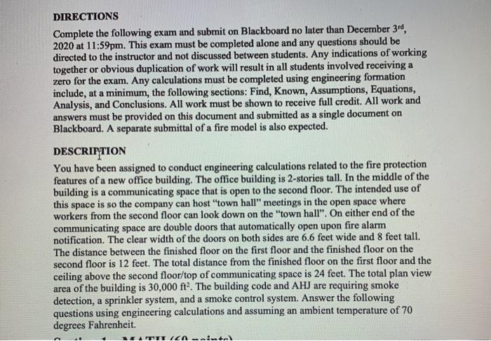 DIRECTIONS Complete the following exam and submit on | Chegg.com