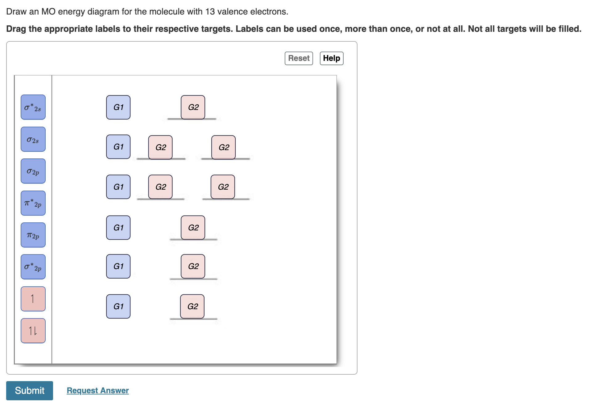 Solved Draw an MO energy diagram for the molecule with 13 | Chegg.com