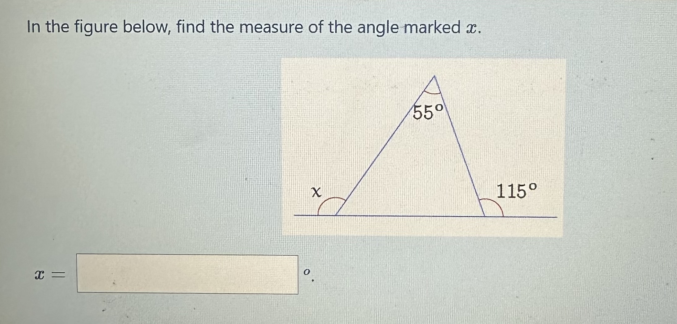 Solved In the figure below, find the measure of the angle | Chegg.com