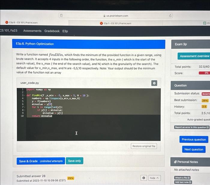 Solved E3p.6 CS 101 | PrairieLearn CS 101, Fa23 Assessments | Chegg.com