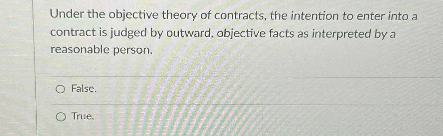 Solved Under the objective theory of contracts, the | Chegg.com