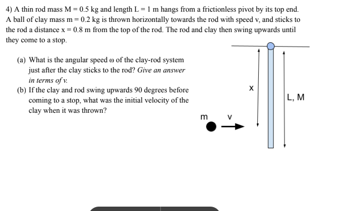 Solved A thin rod mass M=0.5kg ﻿and length L=1m ﻿hangs from | Chegg.com