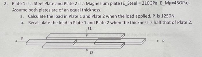 Solved 2. Plate 1 is a Steel Plate and Plate 2 is a | Chegg.com