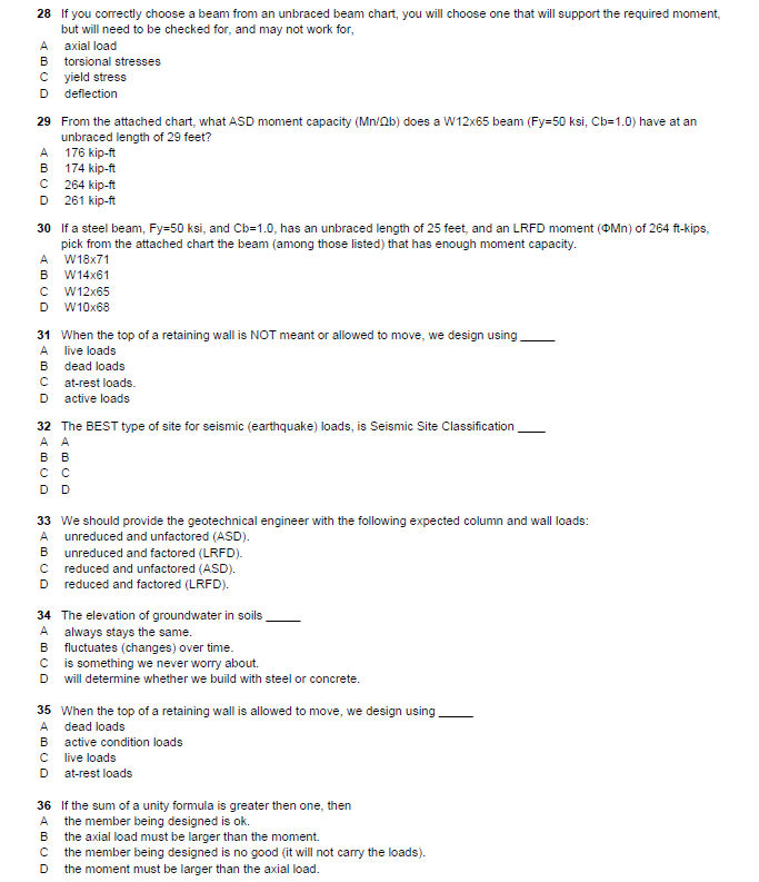 Solved Help on answering 28- 36 multiple choices questions | Chegg.com