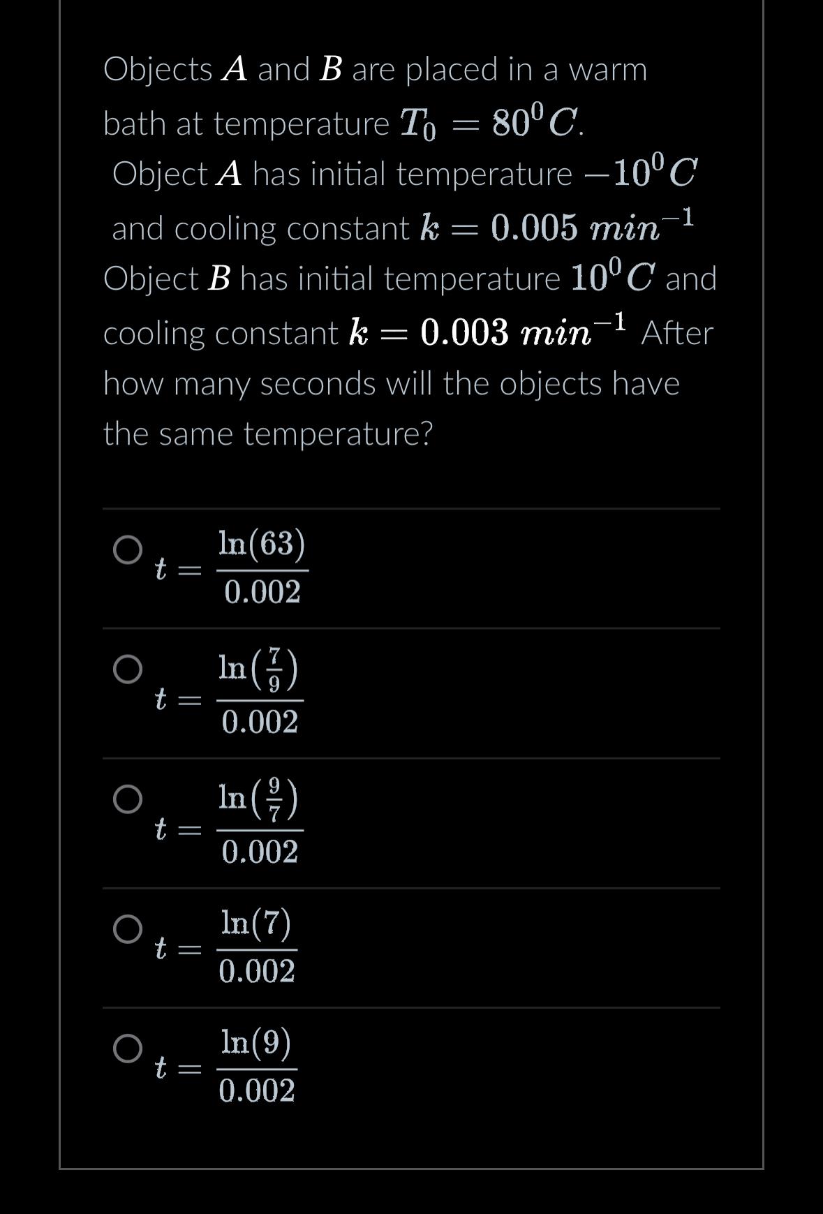 Solved Objects A and B ﻿are placed in a warm bath at | Chegg.com