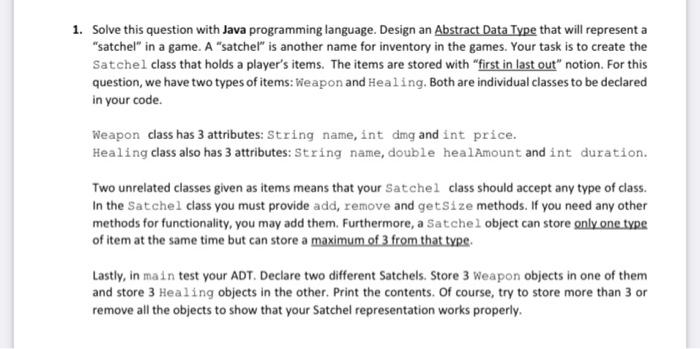 Solved 1. Solve this question with Java programming | Chegg.com